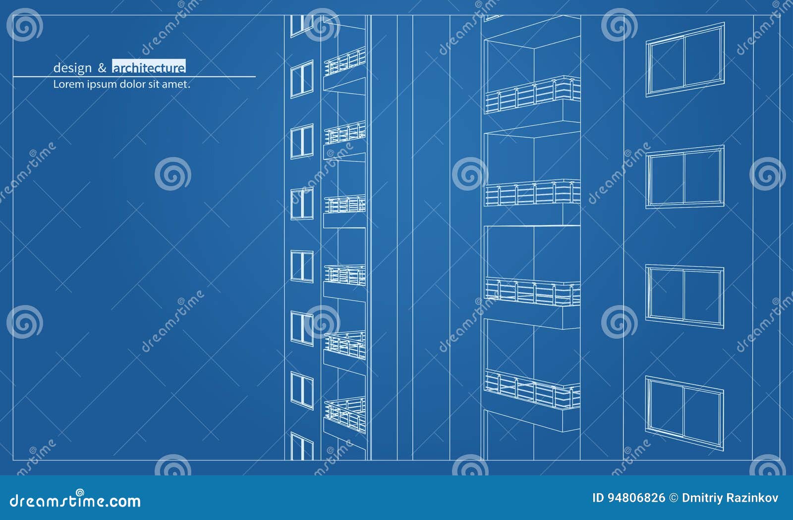 Urbanistic Skyscraper. Abstract 3D Render of Building Wire Frame ...