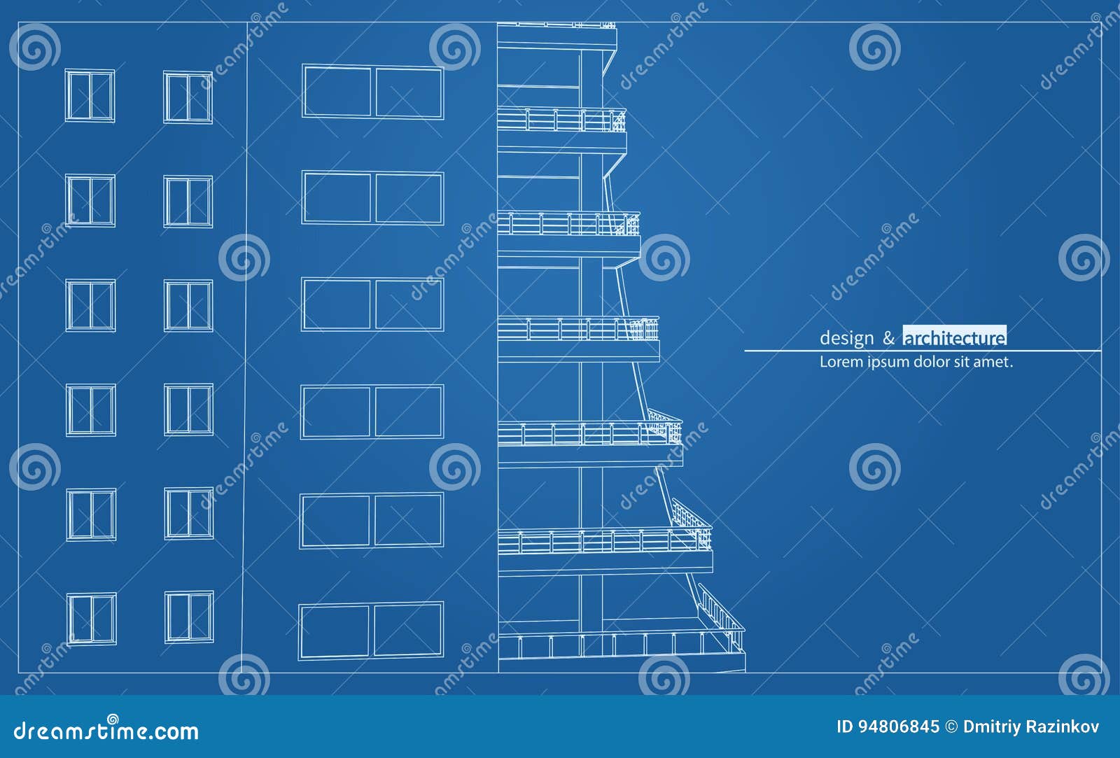 Urbanistic Skyscraper. Abstract 3D Render of Building Wire Frame ...