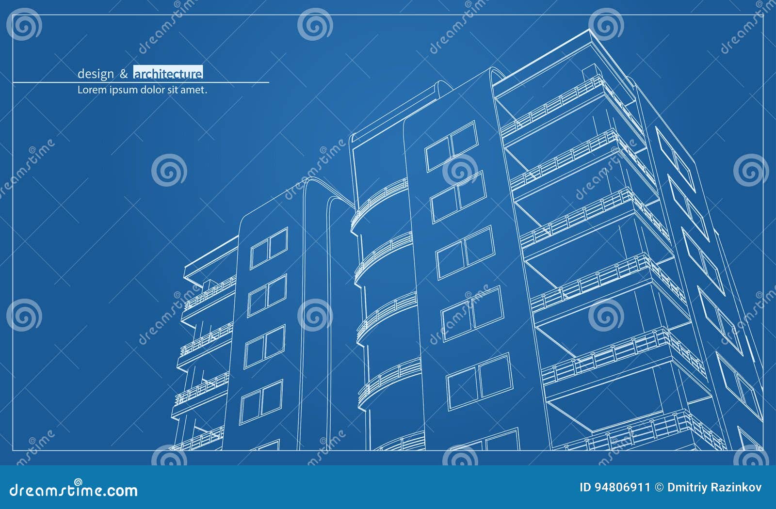 Urbanistic Skyscraper. Abstract 3D Render of Building Wire Frame ...