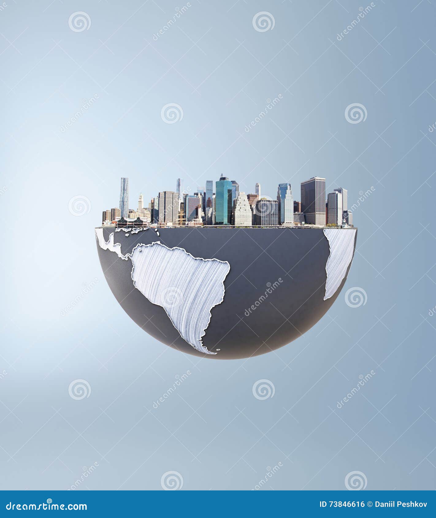 Urbanization Concept Globe and City Stock Illustration - Illustration ...