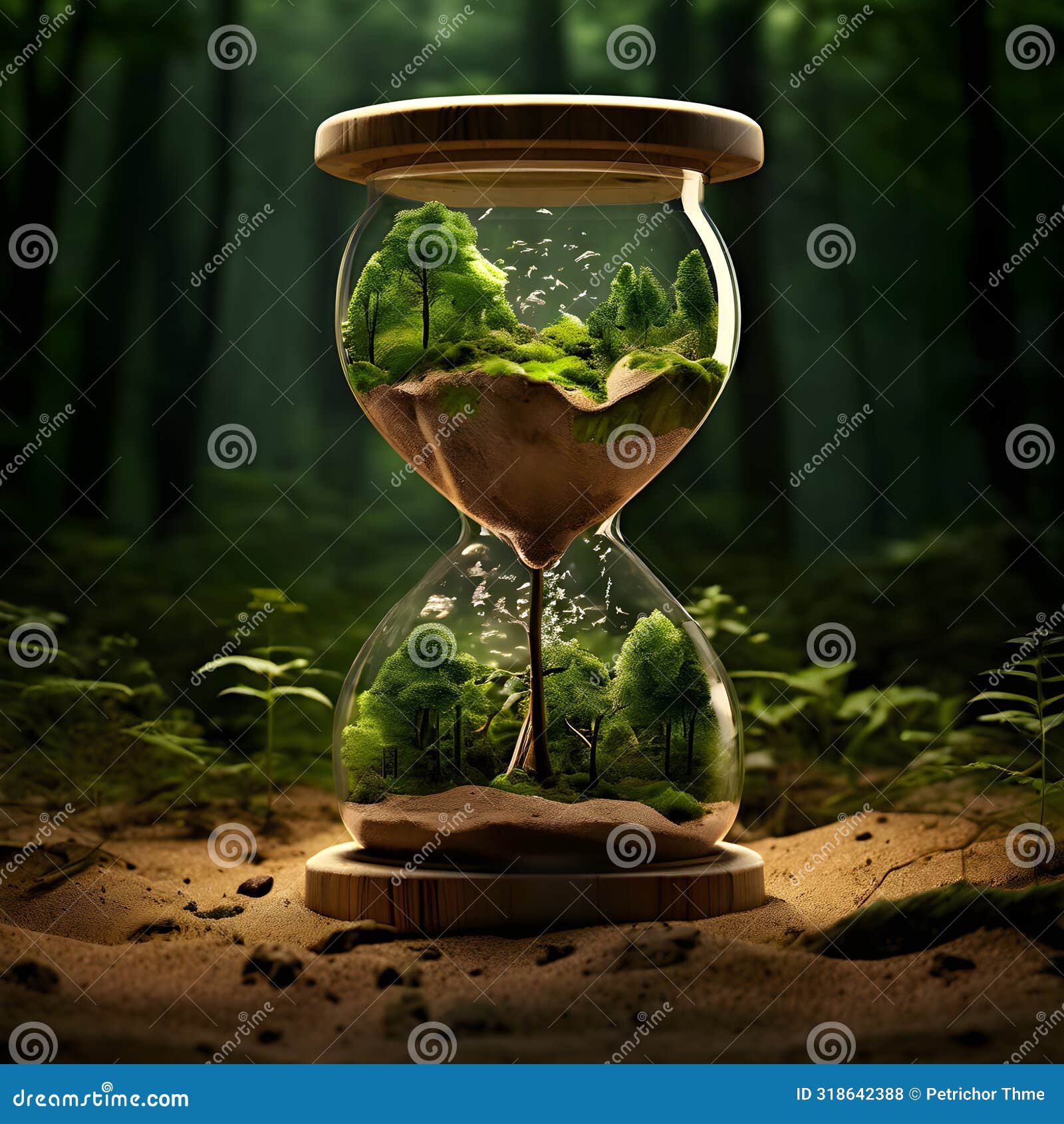 Urbanization Vs. Nature: Sand Clock of Time Stock Illustration ...