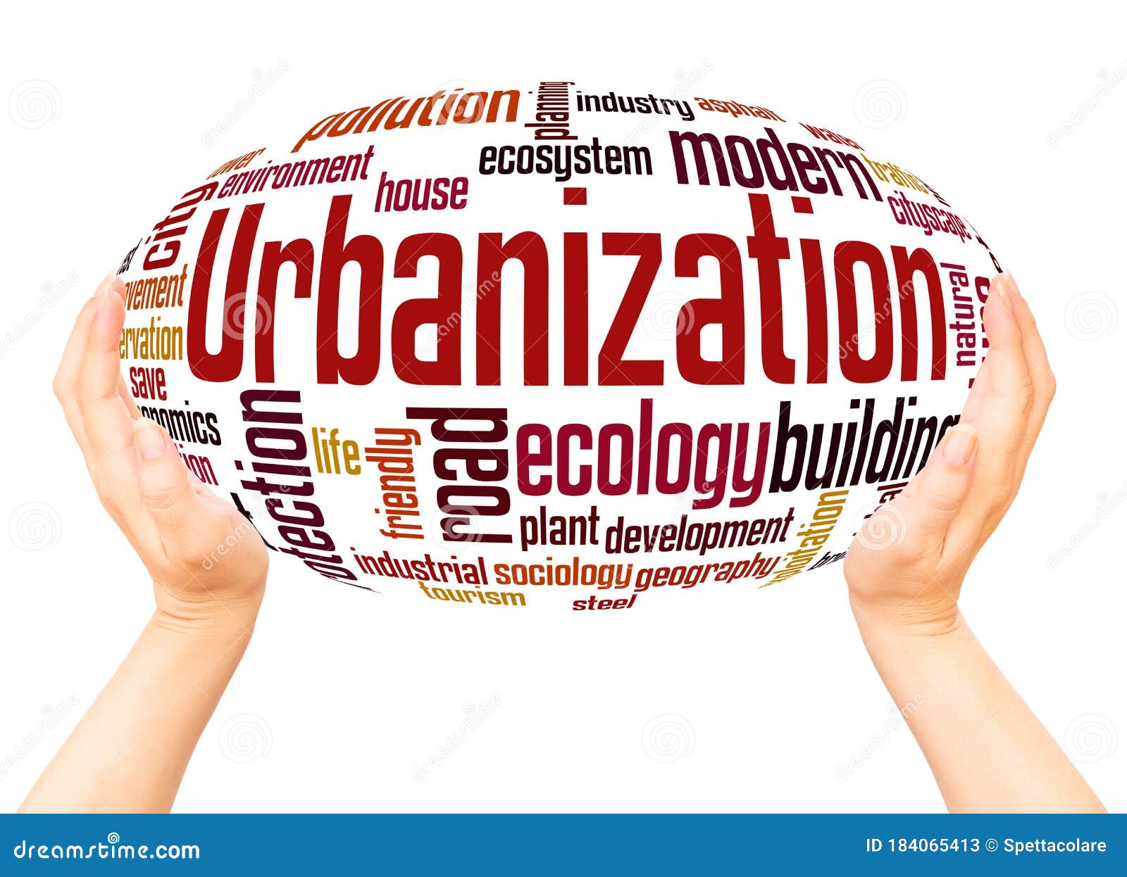 Urbanization Word Hand Sphere Cloud Concept Stock Image - Image of ...