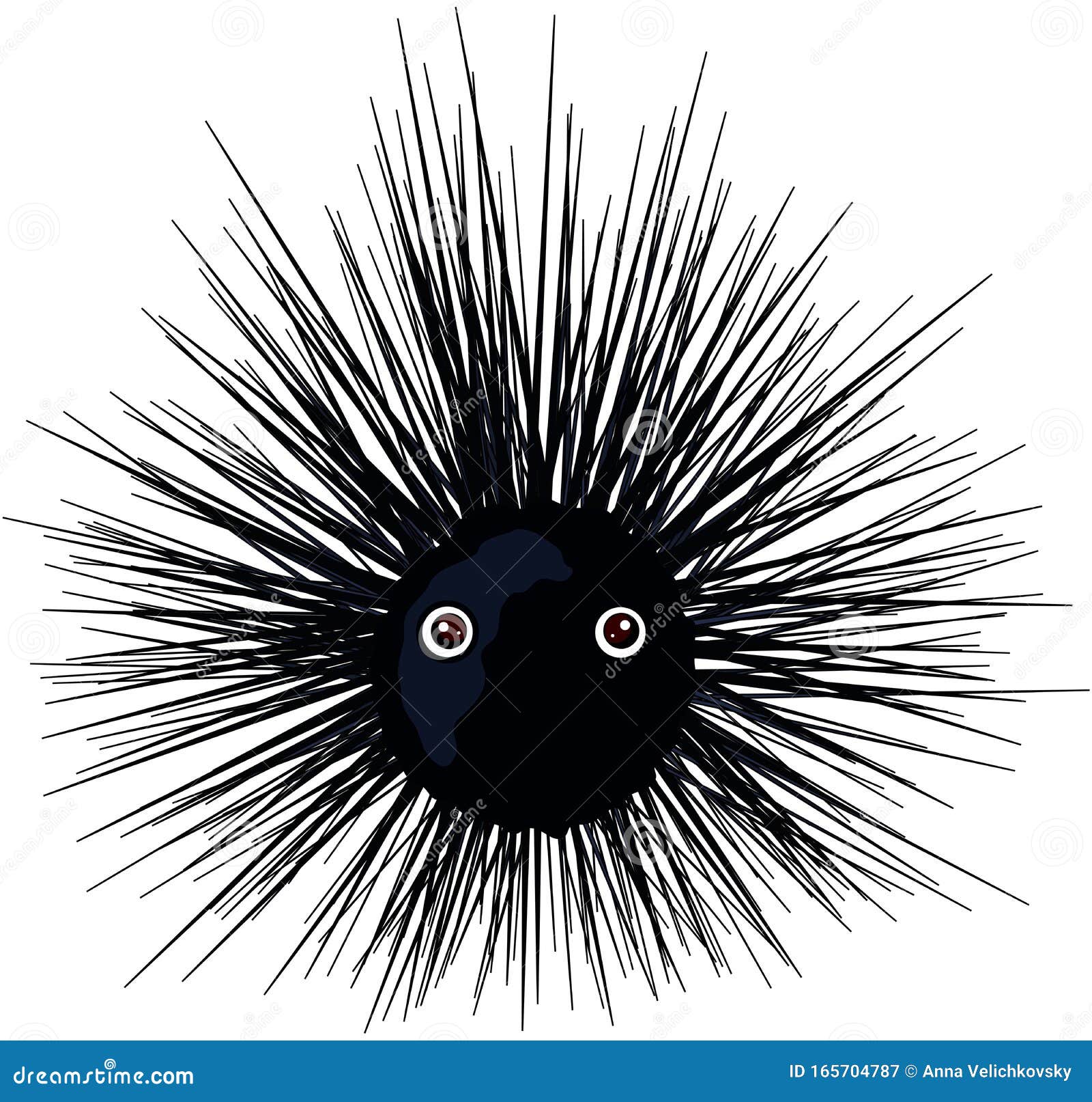 Cute Sea Urchin On White Background. Vector Illustration In A Flat ...