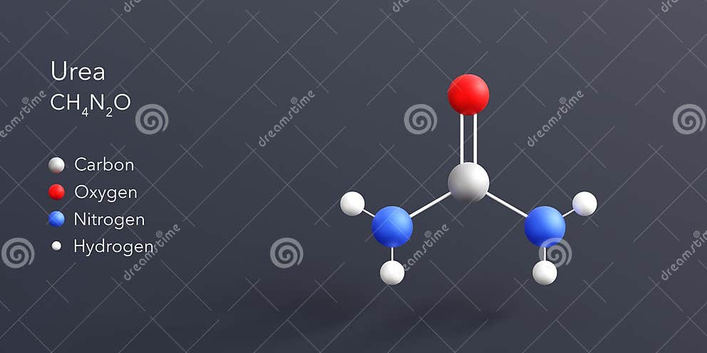 Urea Molecule 3d Rendering, Flat Molecular Structure with Chemical ...