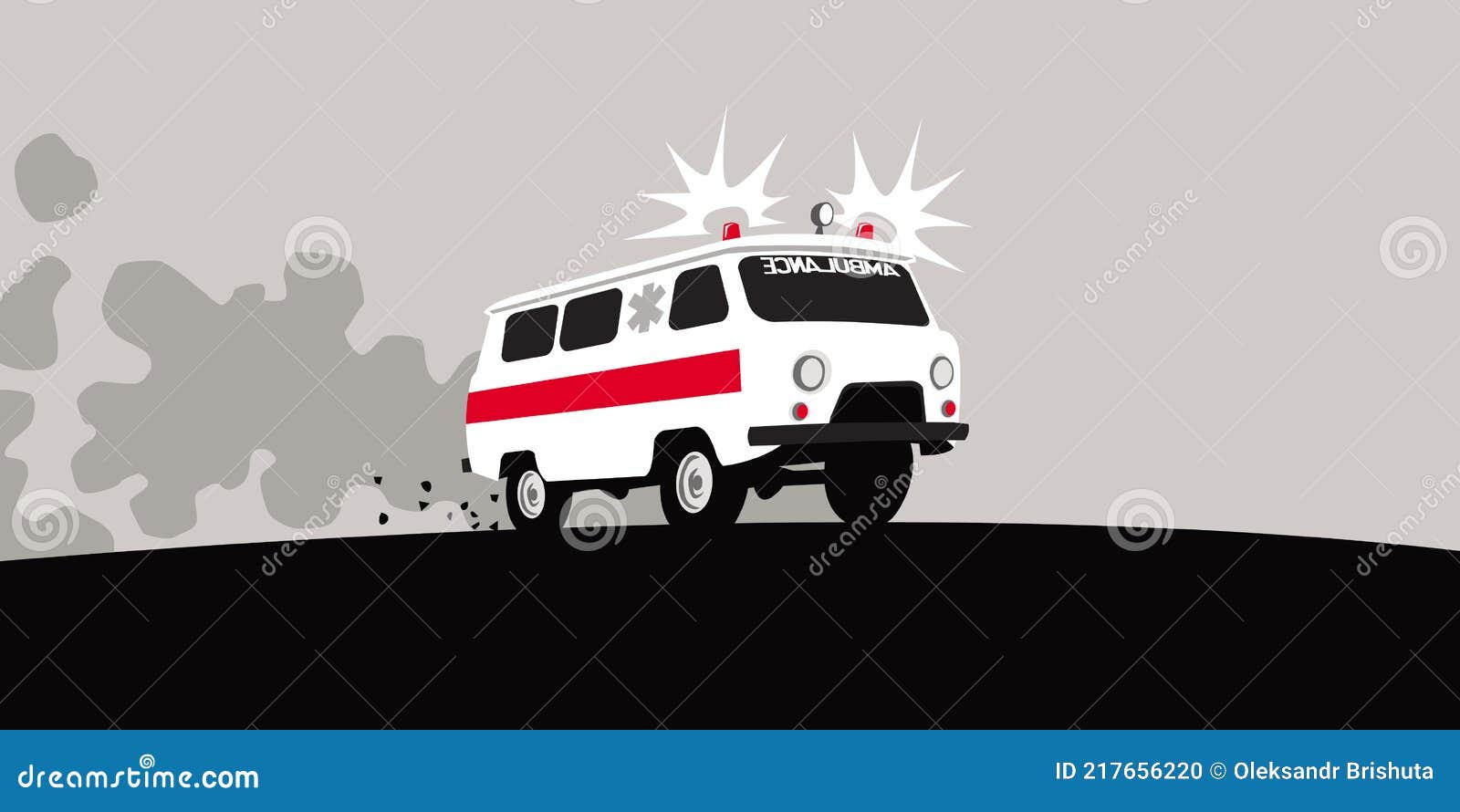 An Ambulance Is Rushing To The Hospital. Vector Illustration Of An ...