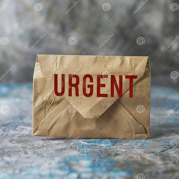 Urgent Small Envelope Package with Urgent Text on Table for Immediate ...