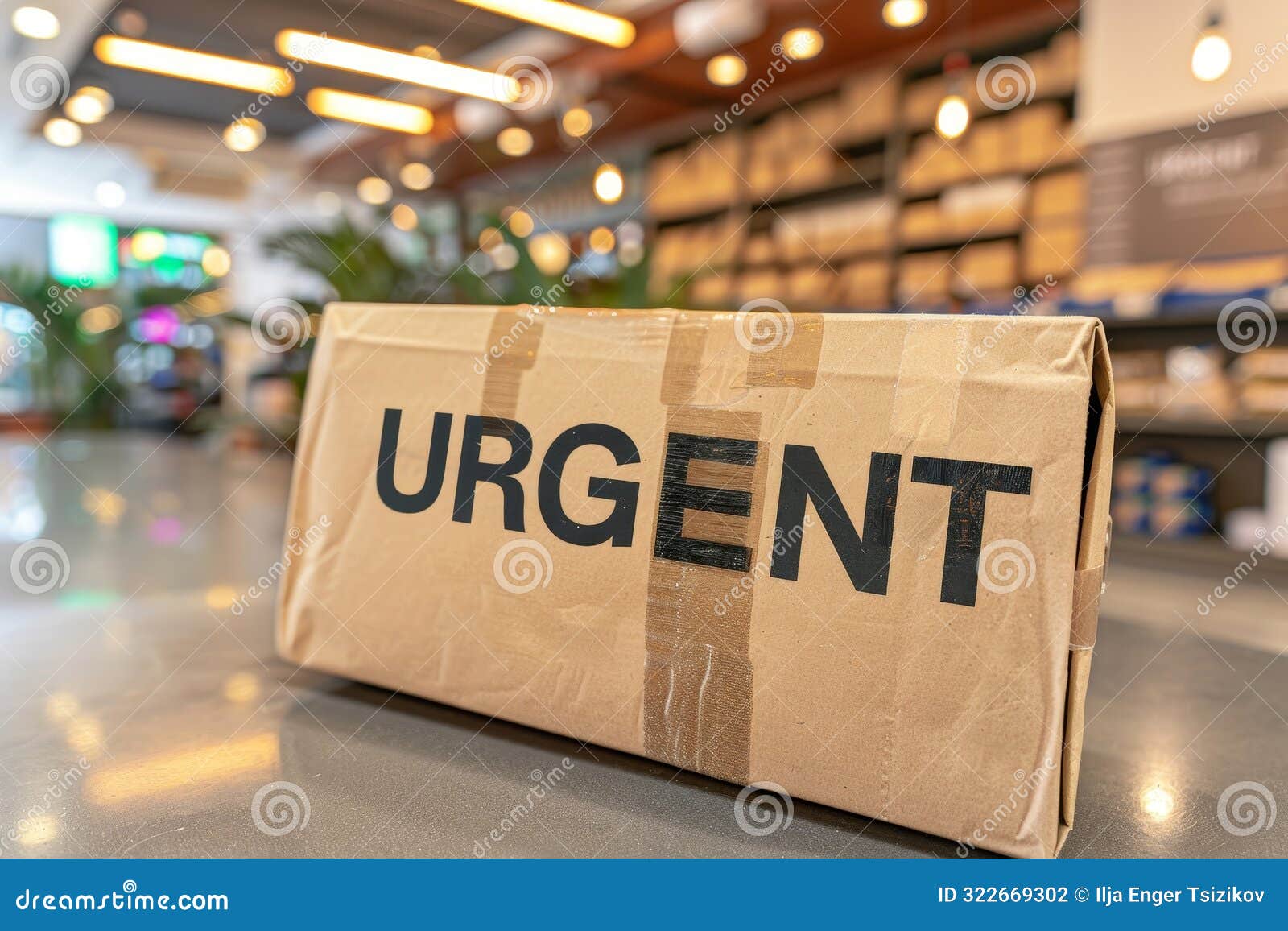 Urgent Small Package Envelope on Table with Noticeable Urgent Text for ...