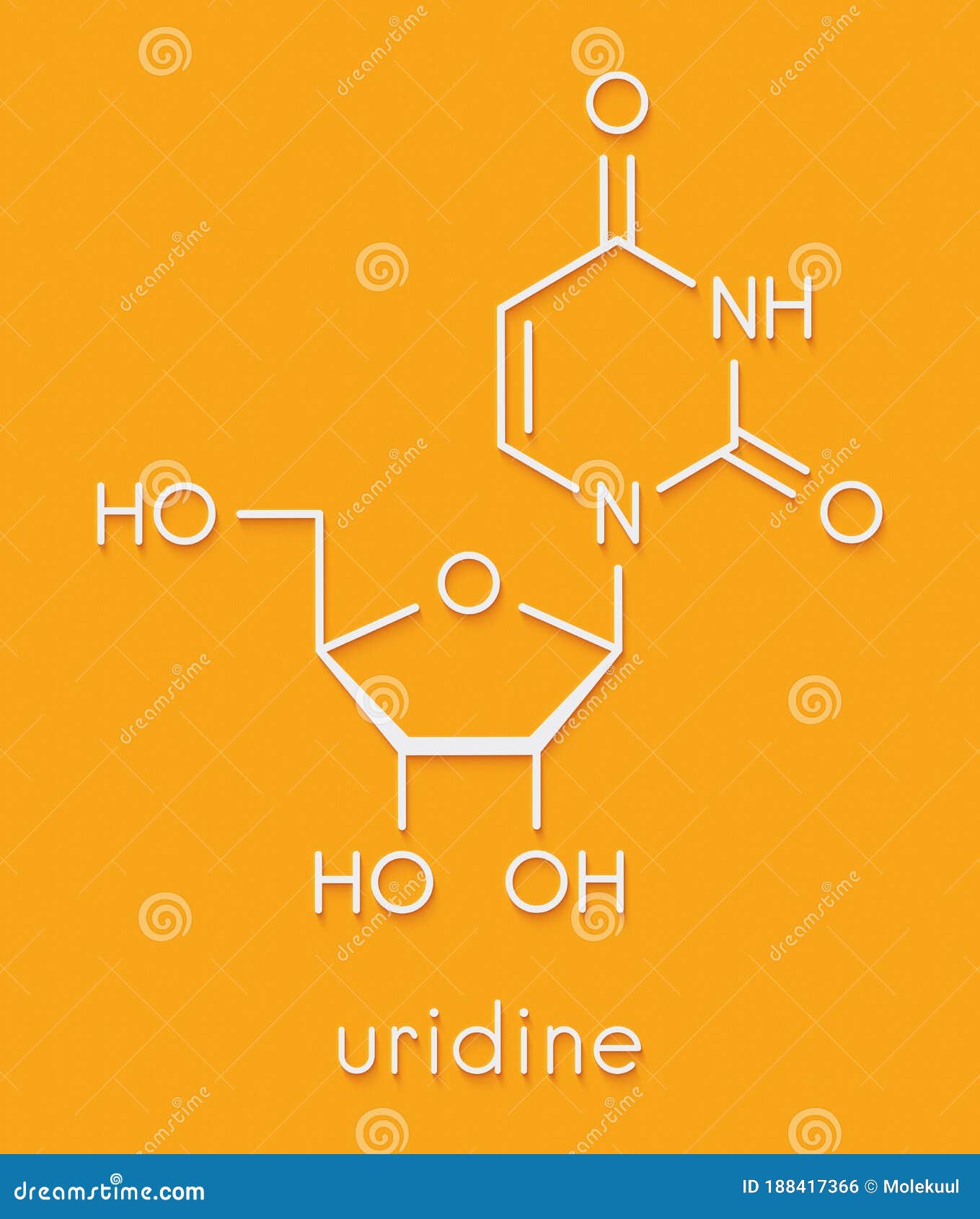 Uridine Nucleoside Molecule. Building Block Of RNA. Skeletal Formula ...