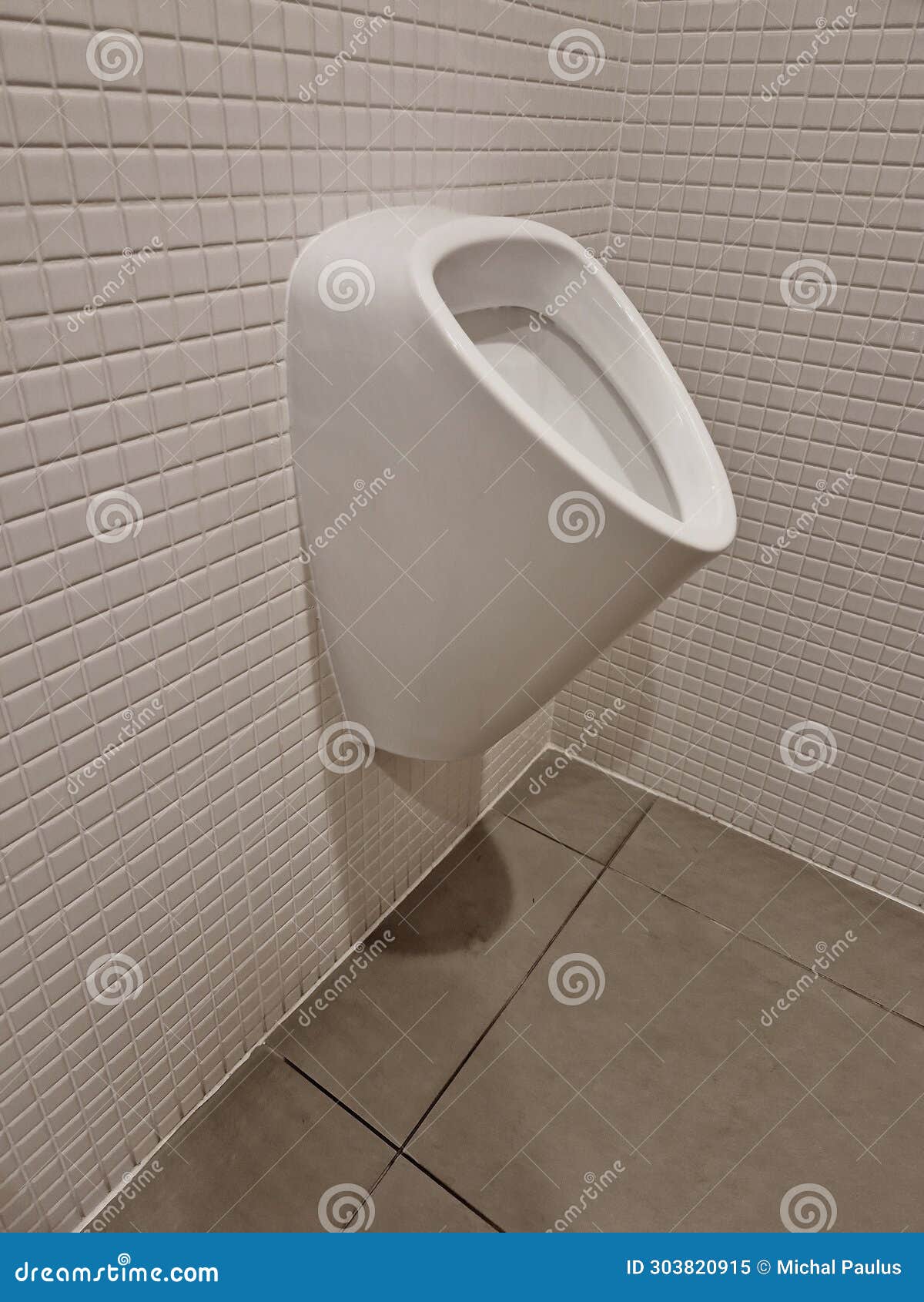 Urinal Lined with White Ceramic Tiles Square Texture Mosaic. Stock ...