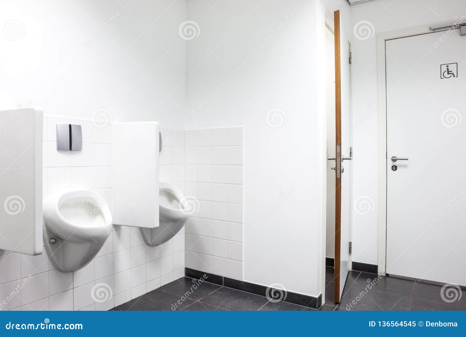 Urinal and toilet doors stock image. Image of room, toilet - 136564545