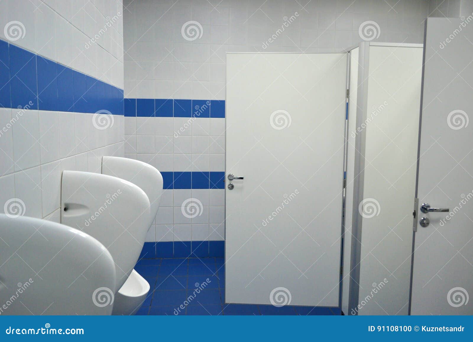 Urinals In White Public Toilet Or Restroom, Interior Design, Male ...