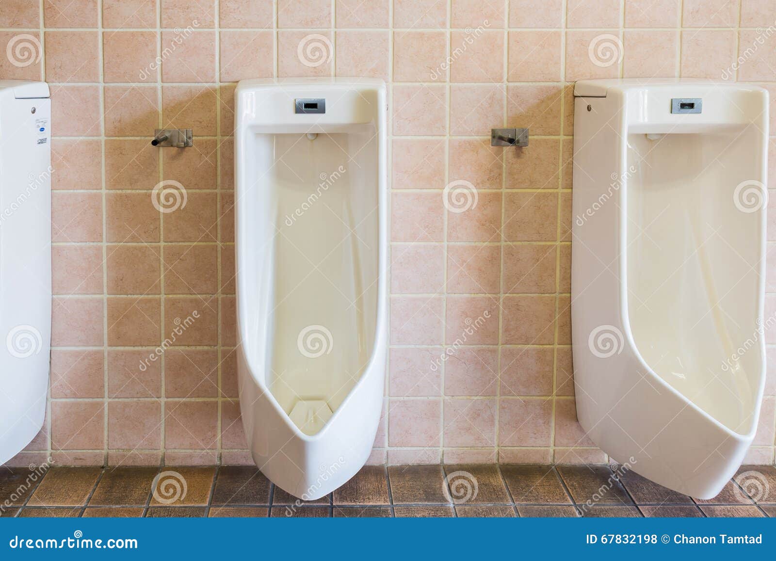 Urinals In Building For Men Only, Close-up Row Of Indoor White Ceramic ...