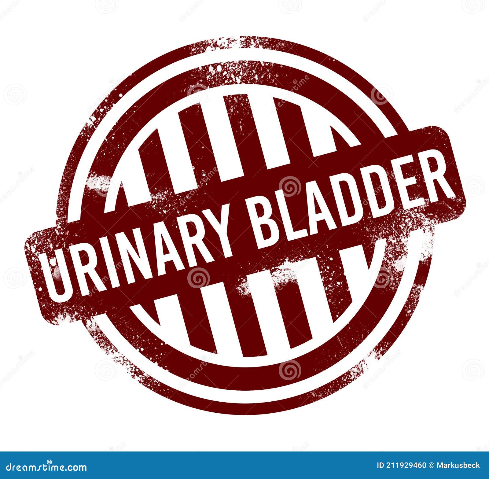 Urinary Bladder - Red Round Grunge Button, Stamp Stock Illustration ...