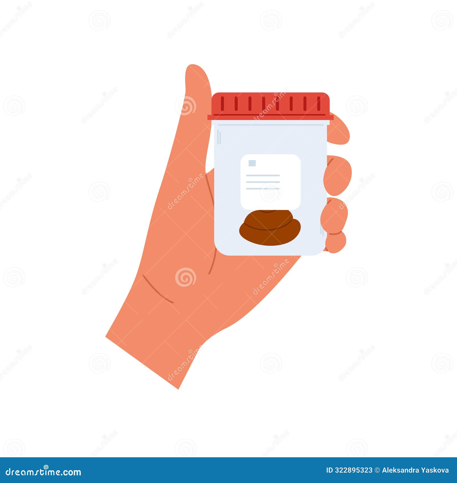 Urine Analysis. Hand Holds Container with Stool Sample Stock Vector ...