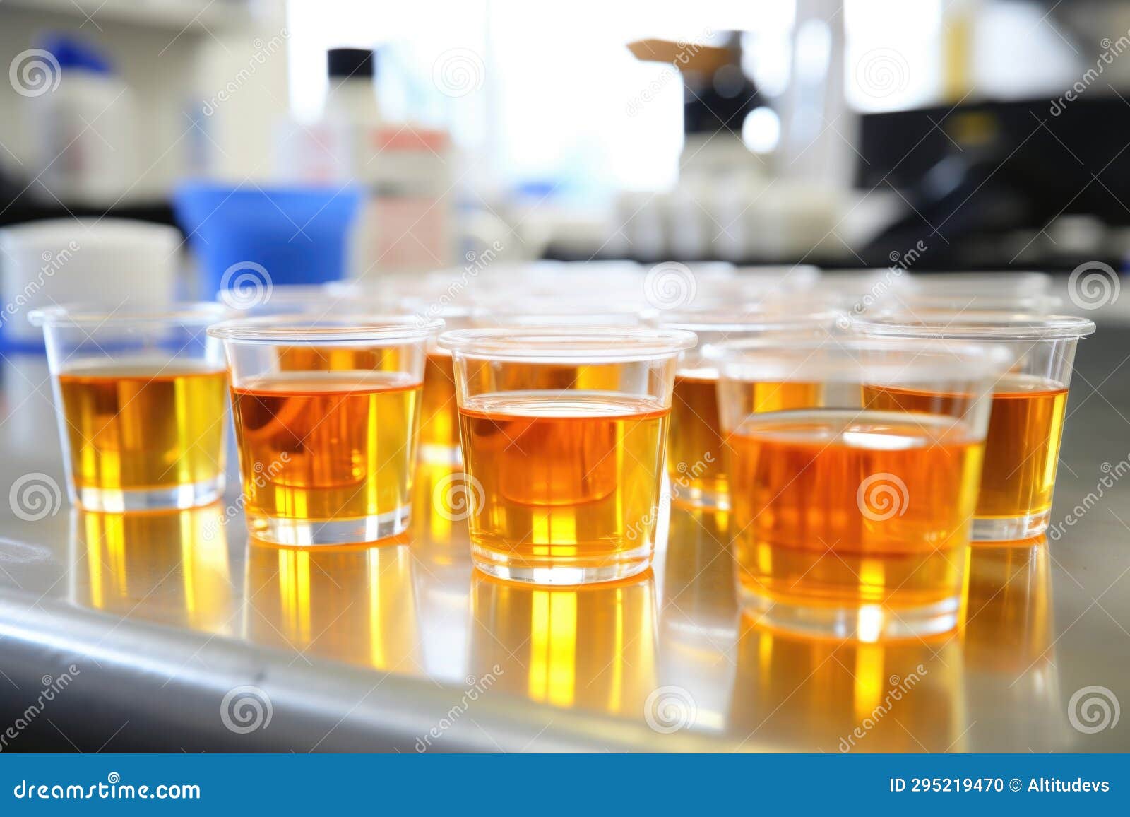 Urine Sample Cups on a Lab Table Stock Photo - Image of generated ...