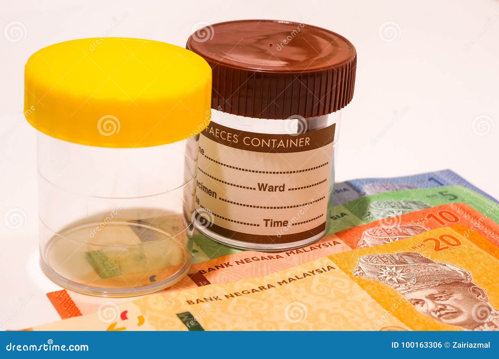 Urine and Stool Container on Bank Notes Stock Photo - Image of ...