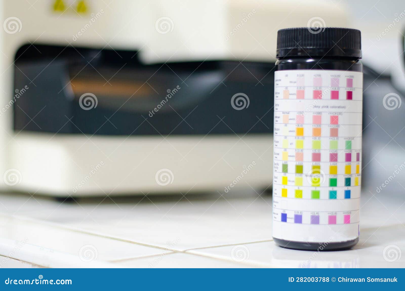 Urine Strip with Scientist in Lab Stock Photo - Image of exam ...