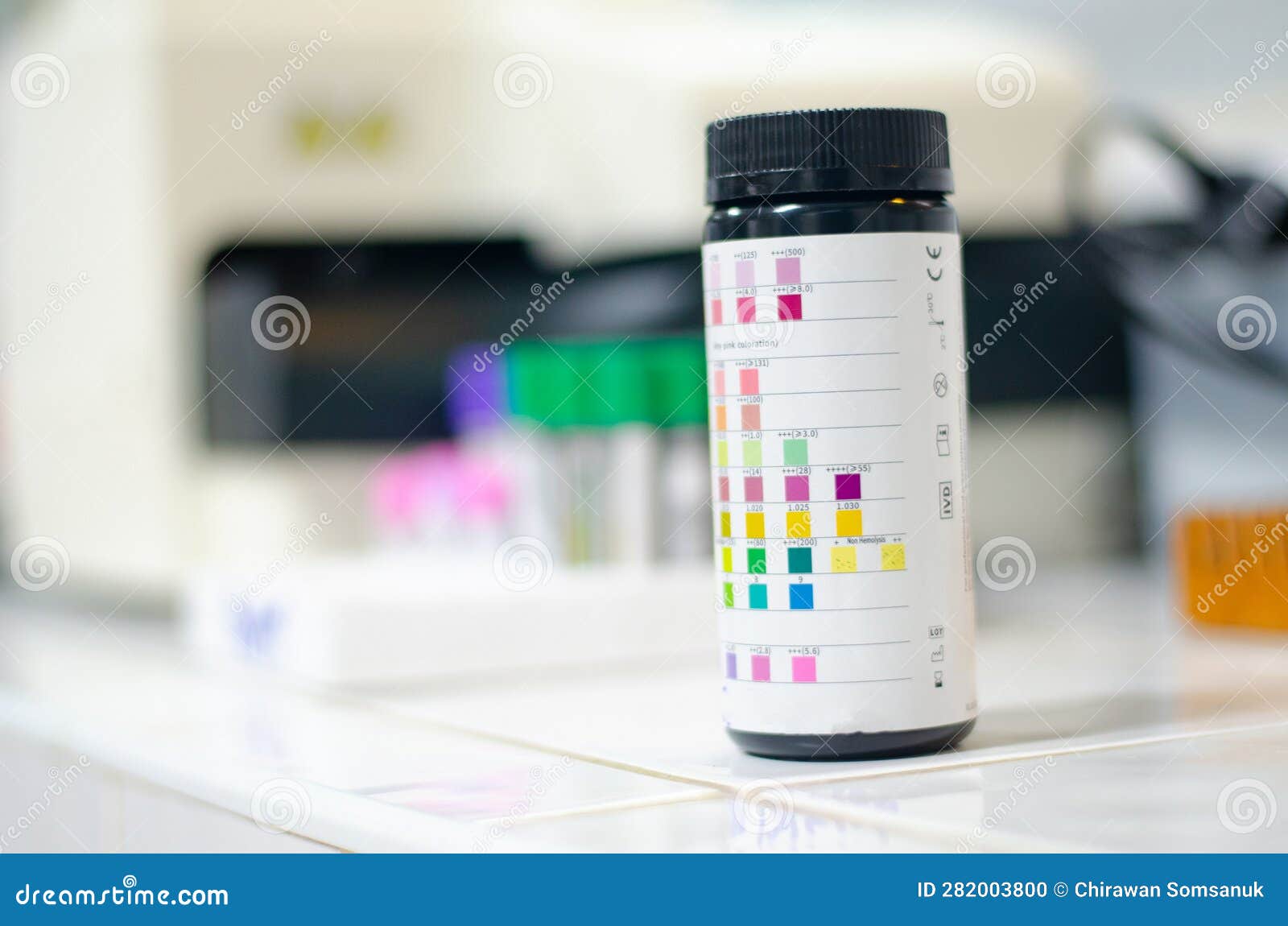 Urine Strip with Scientist in Lab Stock Photo - Image of examination ...