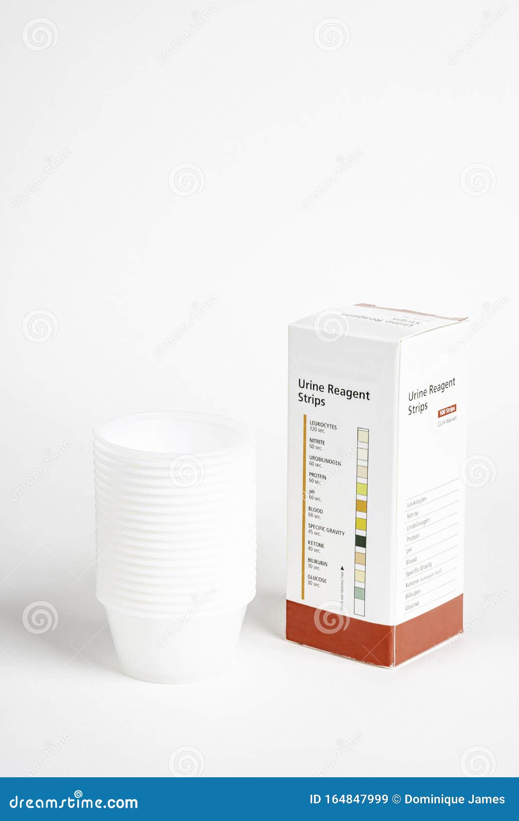 Urine Strips Box and a Stack of Plastic Containers Editorial Stock ...