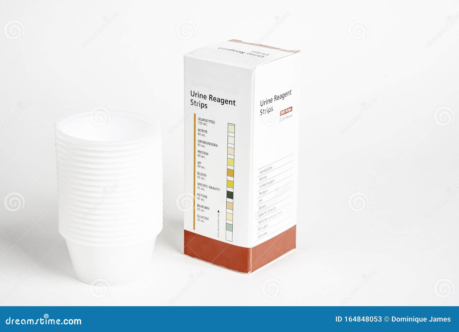 Urine Strips Box and a Stack of Plastic Containers Editorial Stock ...