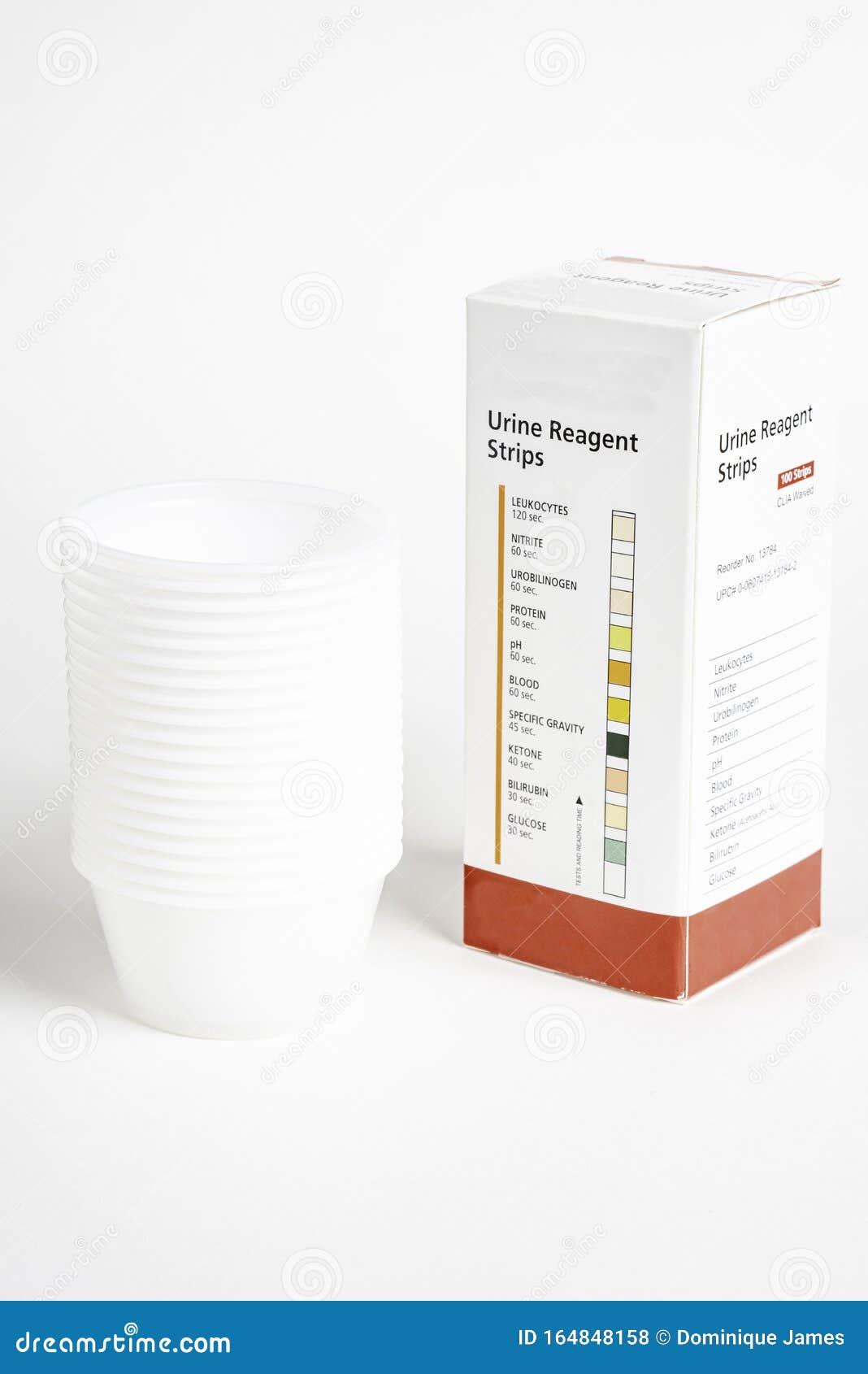 Urine Strips Box and a Stack of Plastic Containers Editorial Stock ...