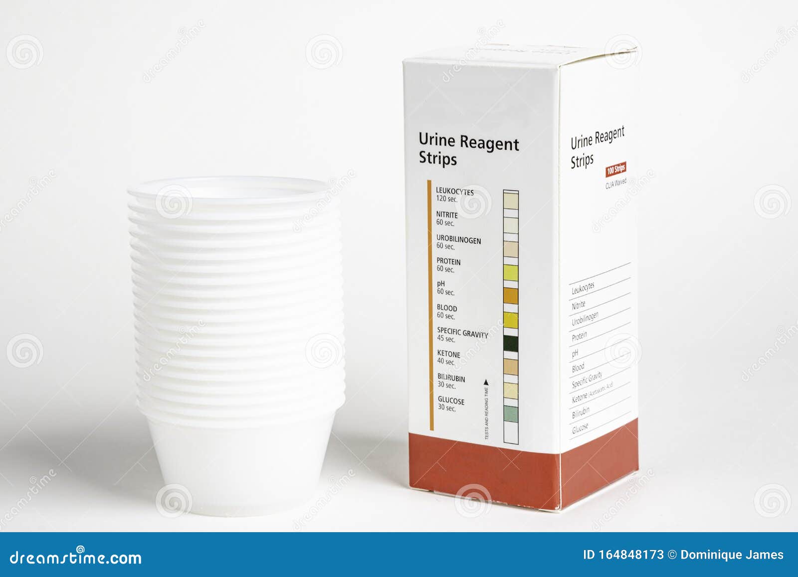 Urine Strips Box and a Stack of Plastic Containers Editorial Stock ...