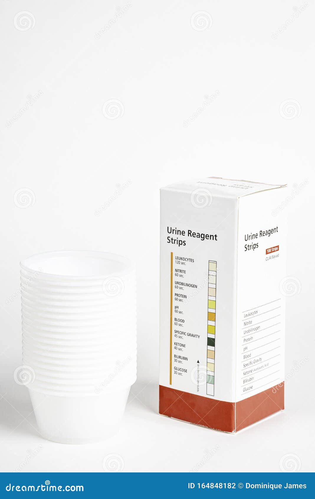 Urine Strips Box and a Stack of Plastic Containers Editorial ...