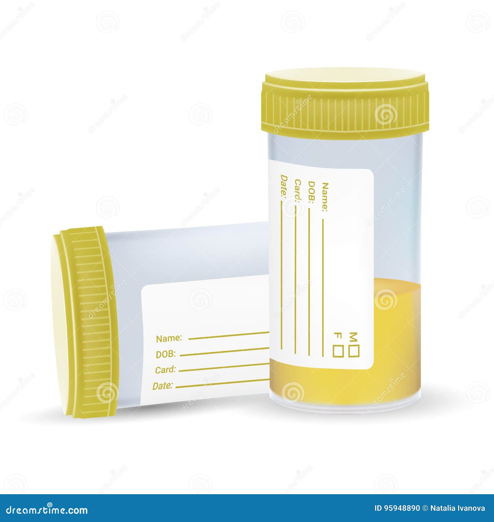 Urine Test in a Plastic Jar Isolated on a White Background. Realistic ...