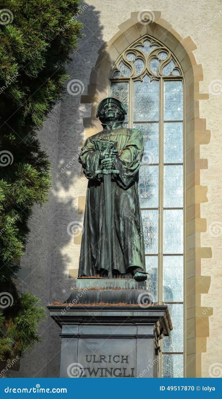 Urlich Zwingli stock photo. Image of street, city, architecture - 49517870