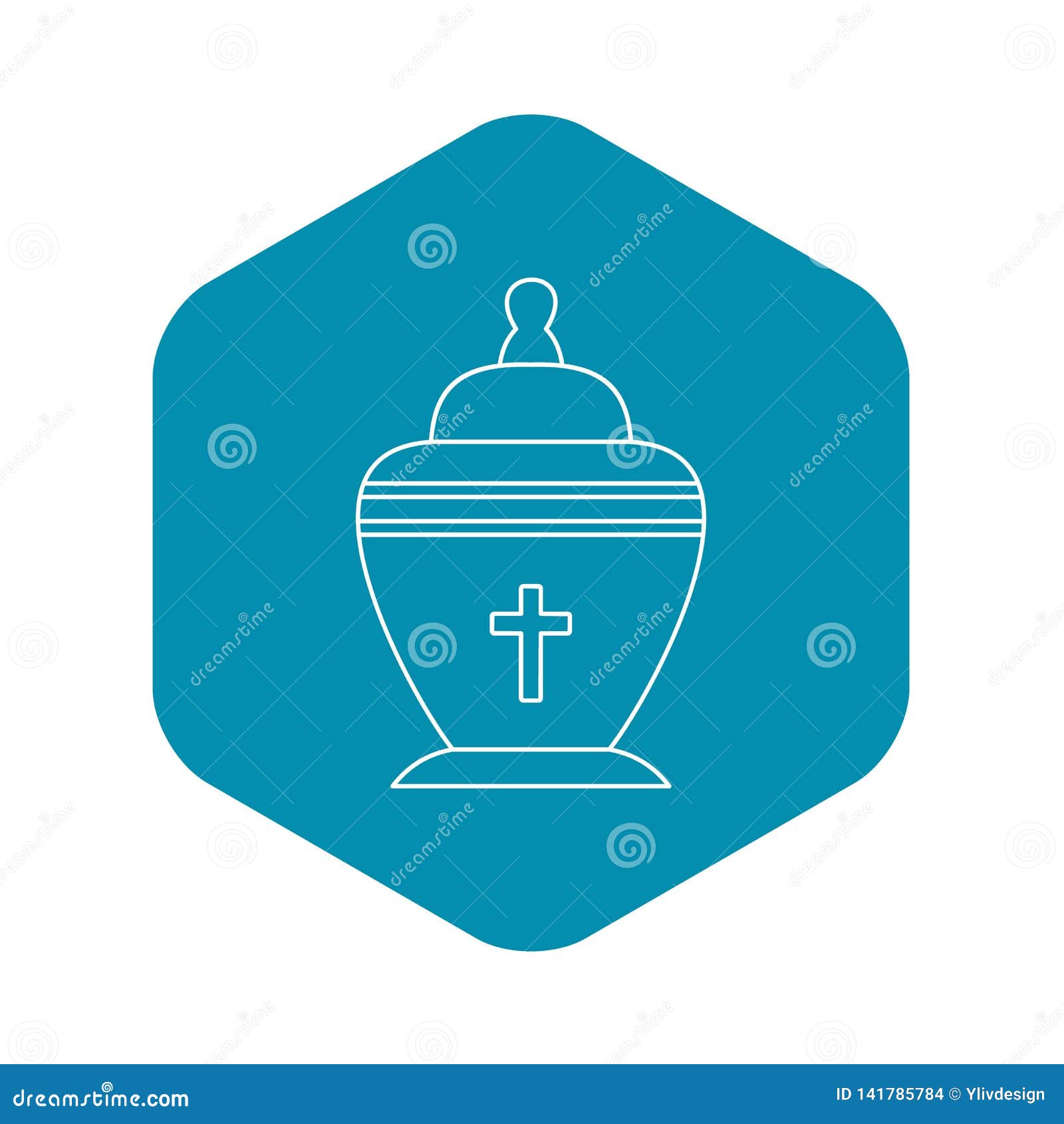 Urn icon, outline style stock vector. Illustration of cross - 141785784