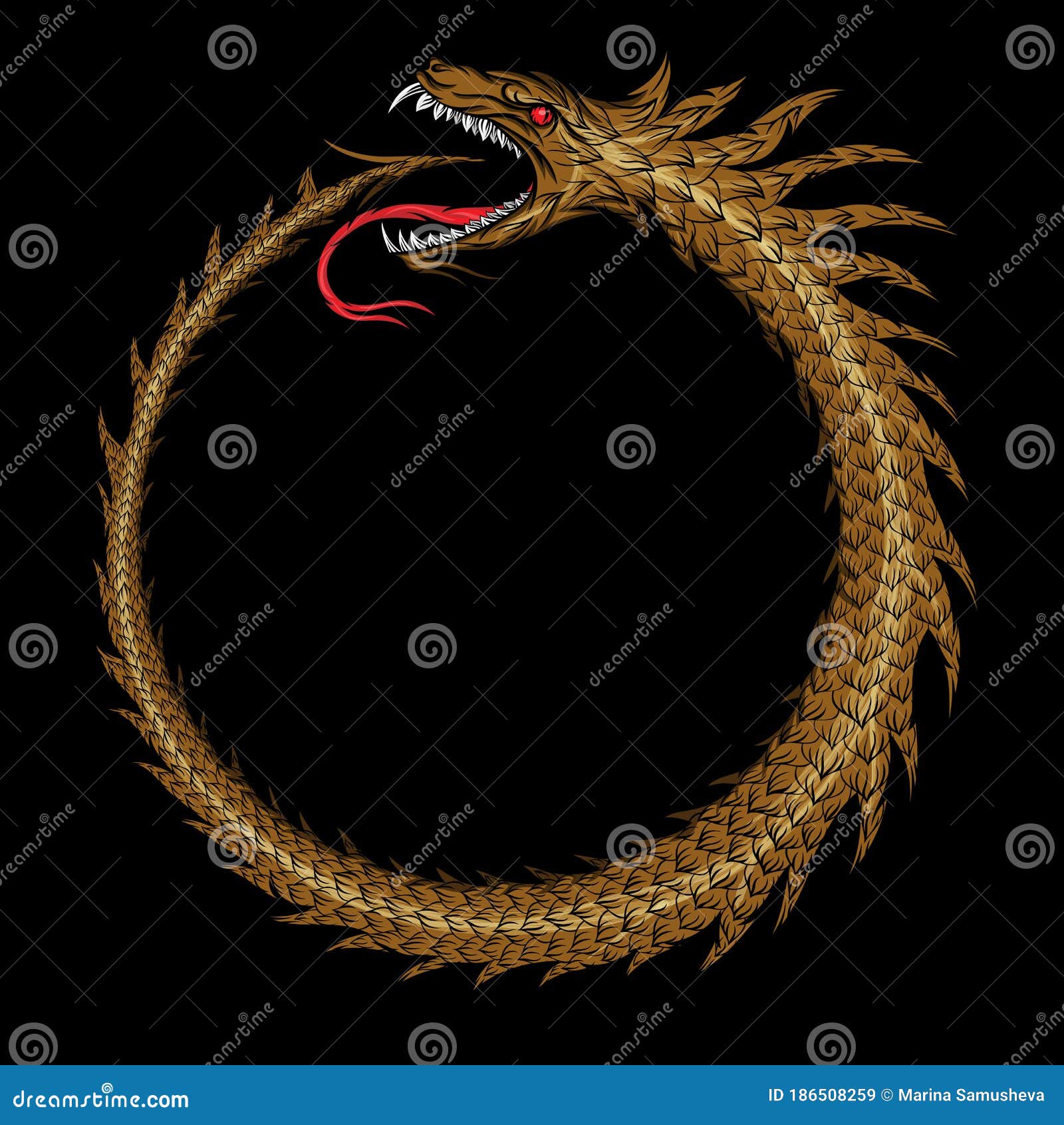 Ouroboros. a Snake Curling in a Ring Biting Itself by the Tail Stock ...