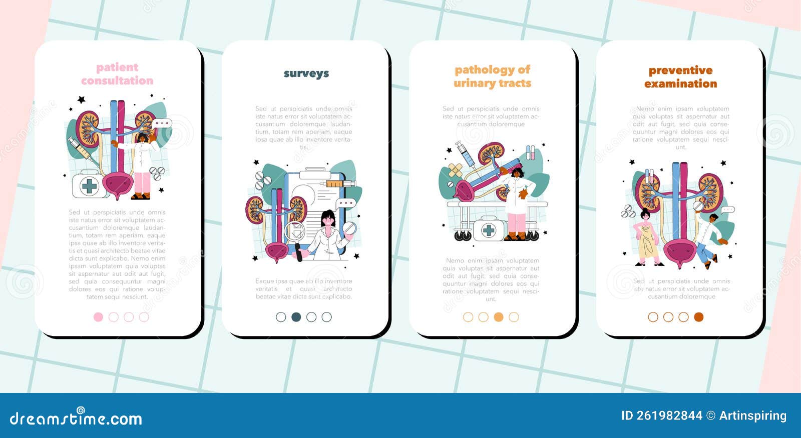 Urologist Mobile Application Banner Set. Urinary System Examination ...