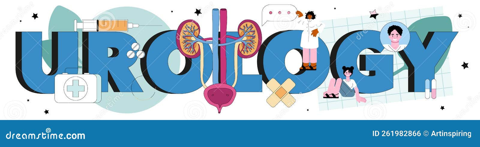 Urology Typographic Header. Idea Of Kidney And Bladder Treatment ...