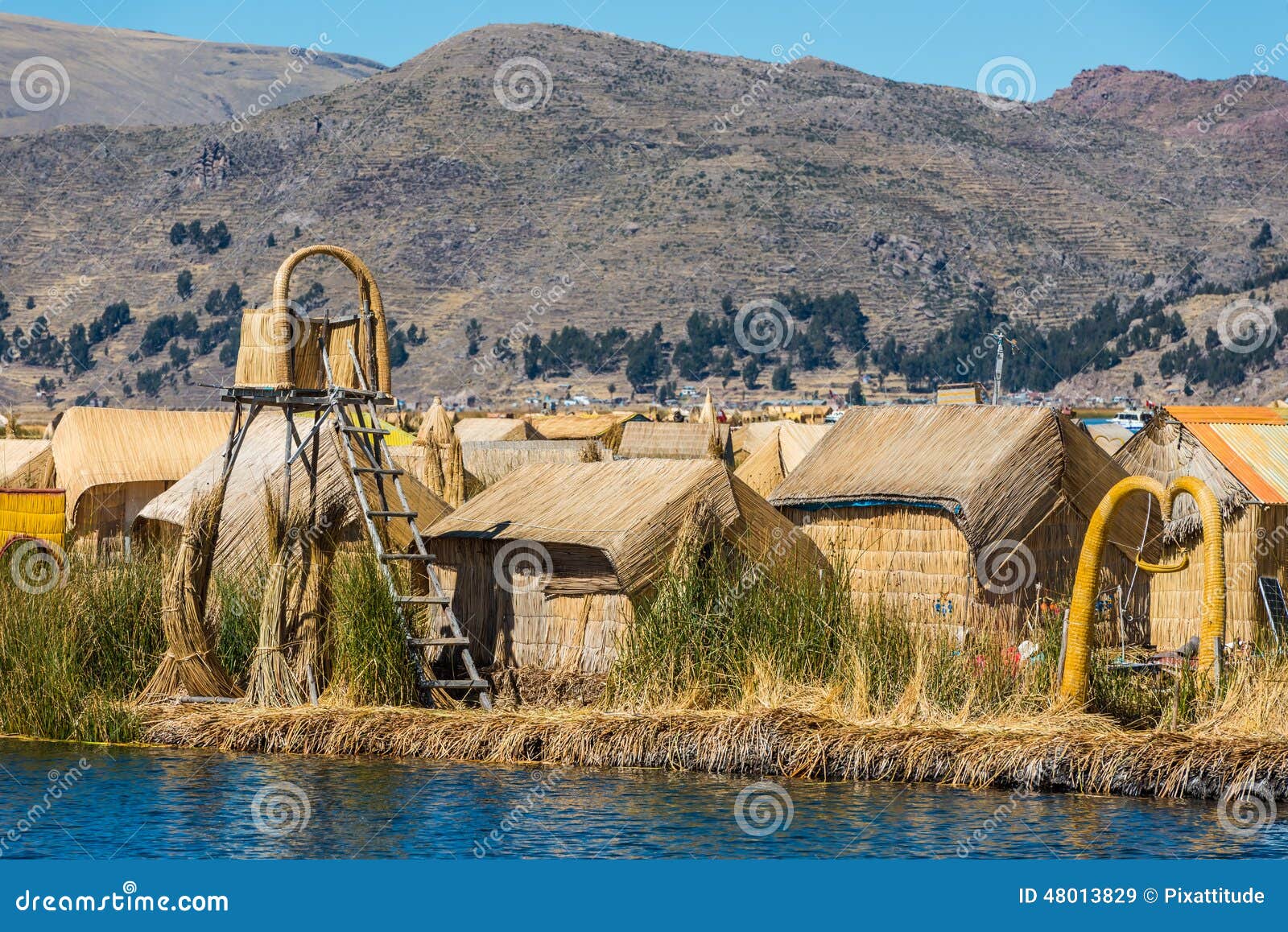 Uros Floating Islands in the Peruvian Andes at Puno Peru Stock Image ...