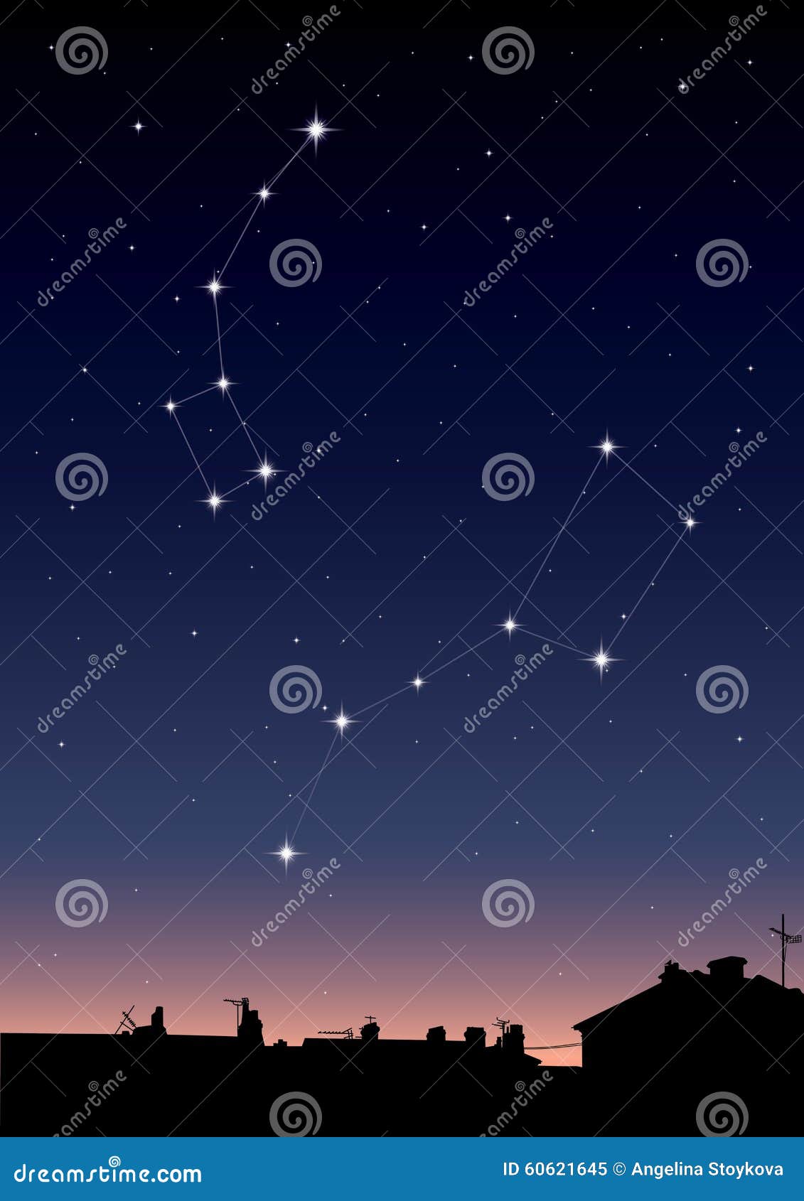 Ursa Major and Ursa Minor stock vector. Illustration of major - 60621645