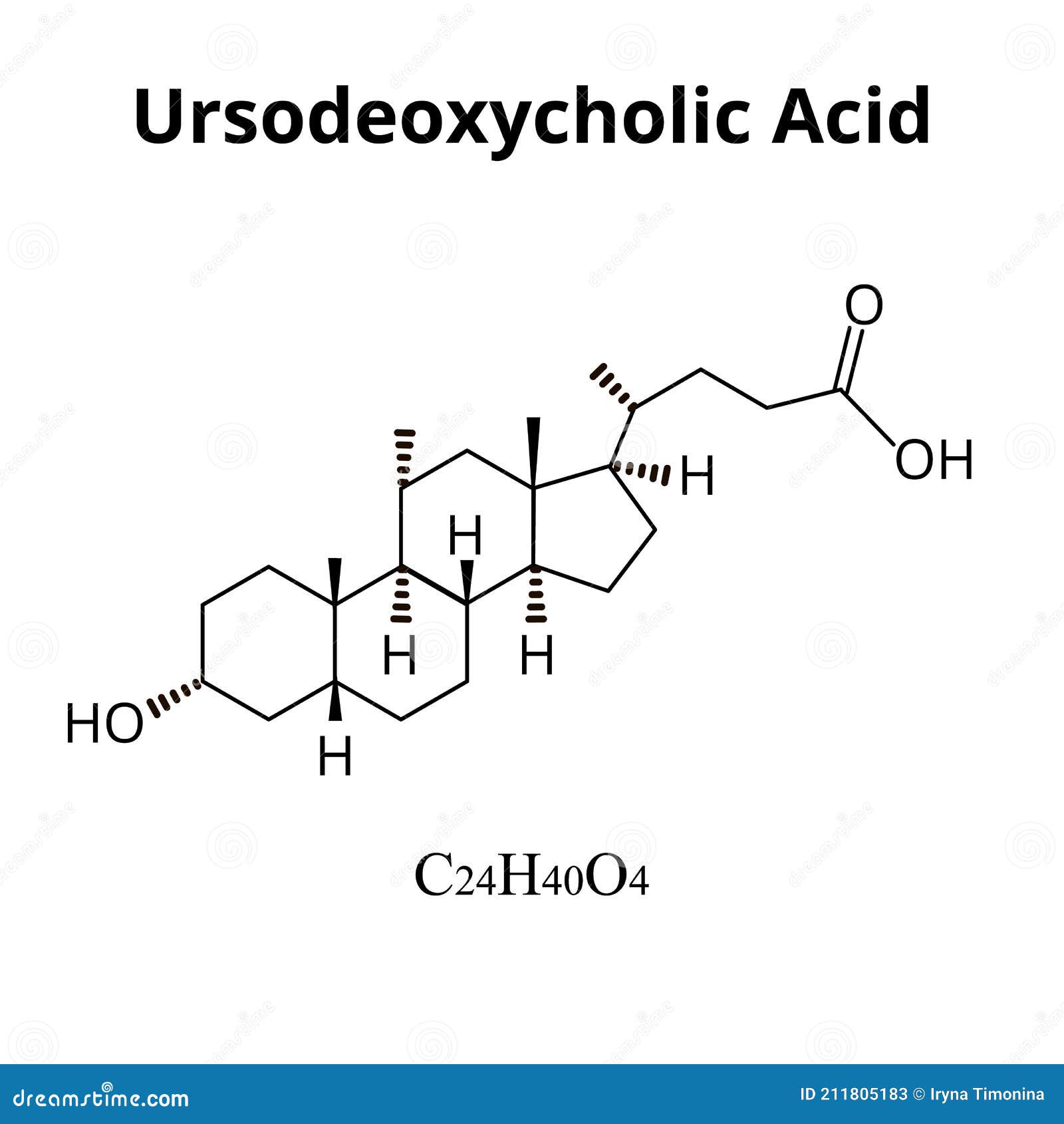 Ursodeoxycholic Acid, Ursodiol, UDCA Molecule. It Is Used As Cholagogue ...