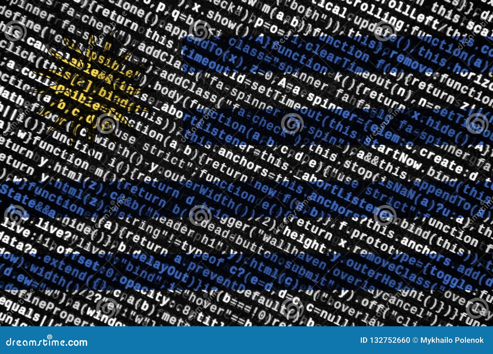 Uruguay Flag is Depicted on the Screen with the Program Code. the ...