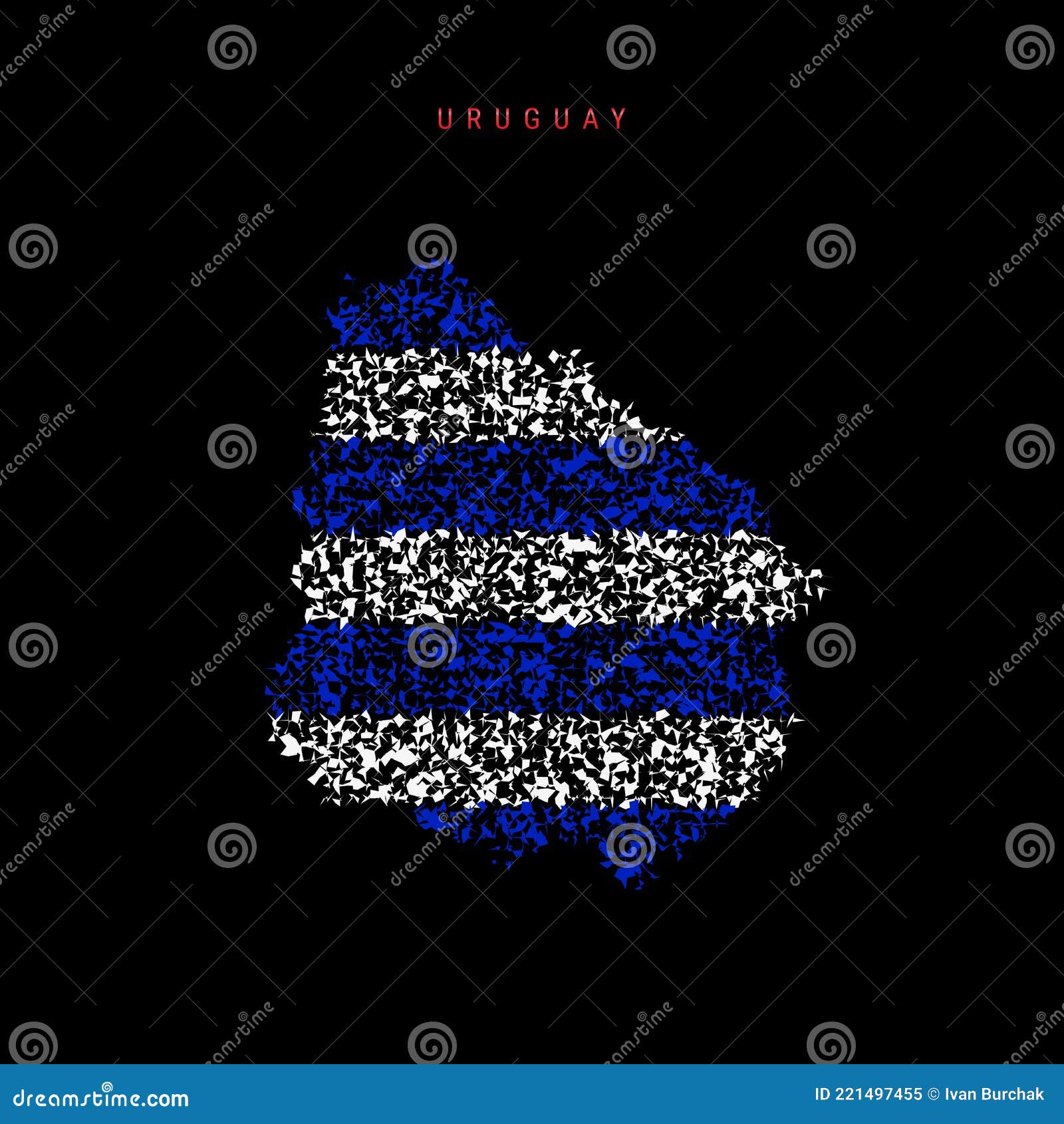 Uruguay Flag Map, Chaotic Particles Pattern in the Uruguayan Flag ...