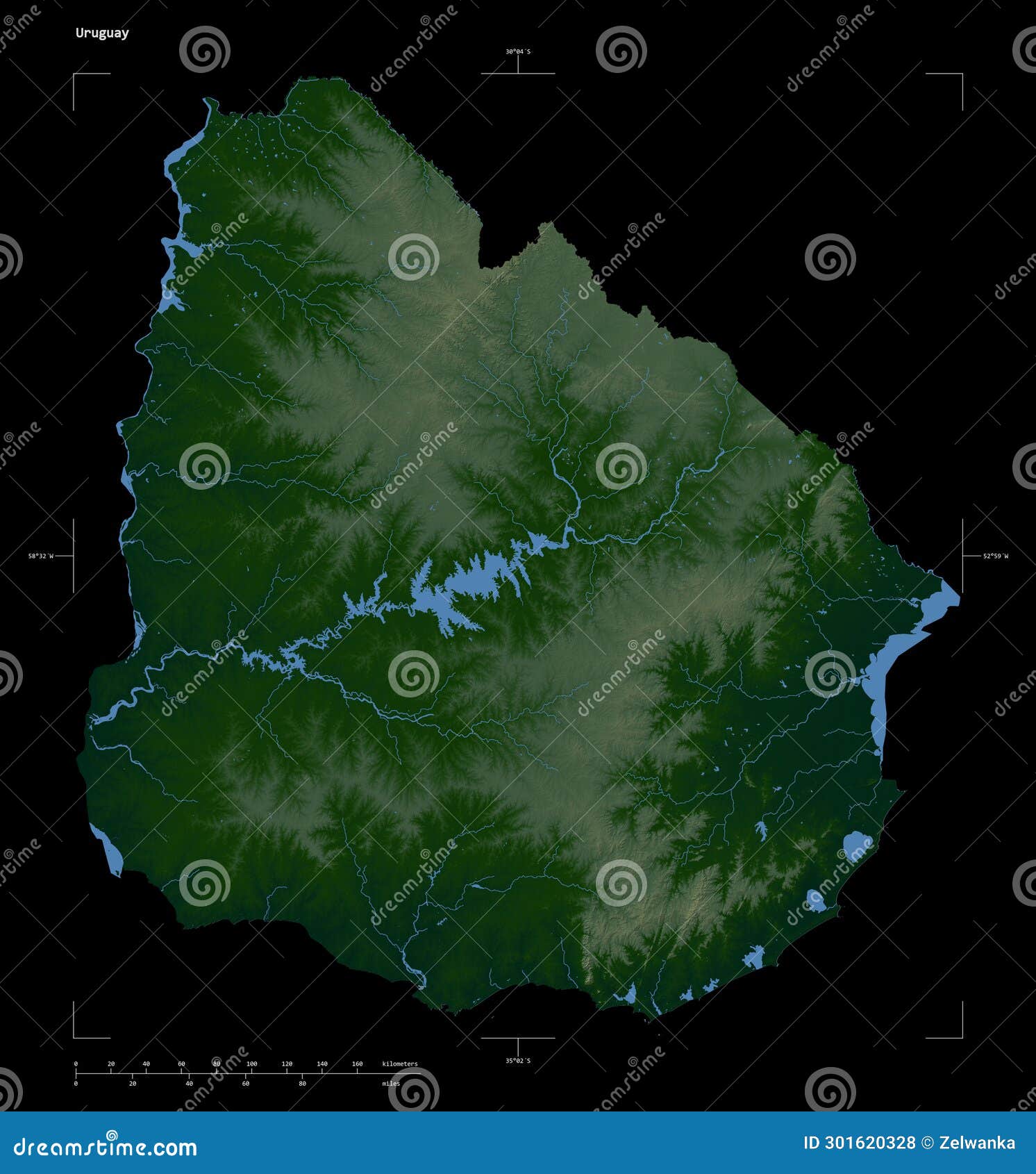 Uruguay Shape on Black. Physical Stock Illustration - Illustration of ...