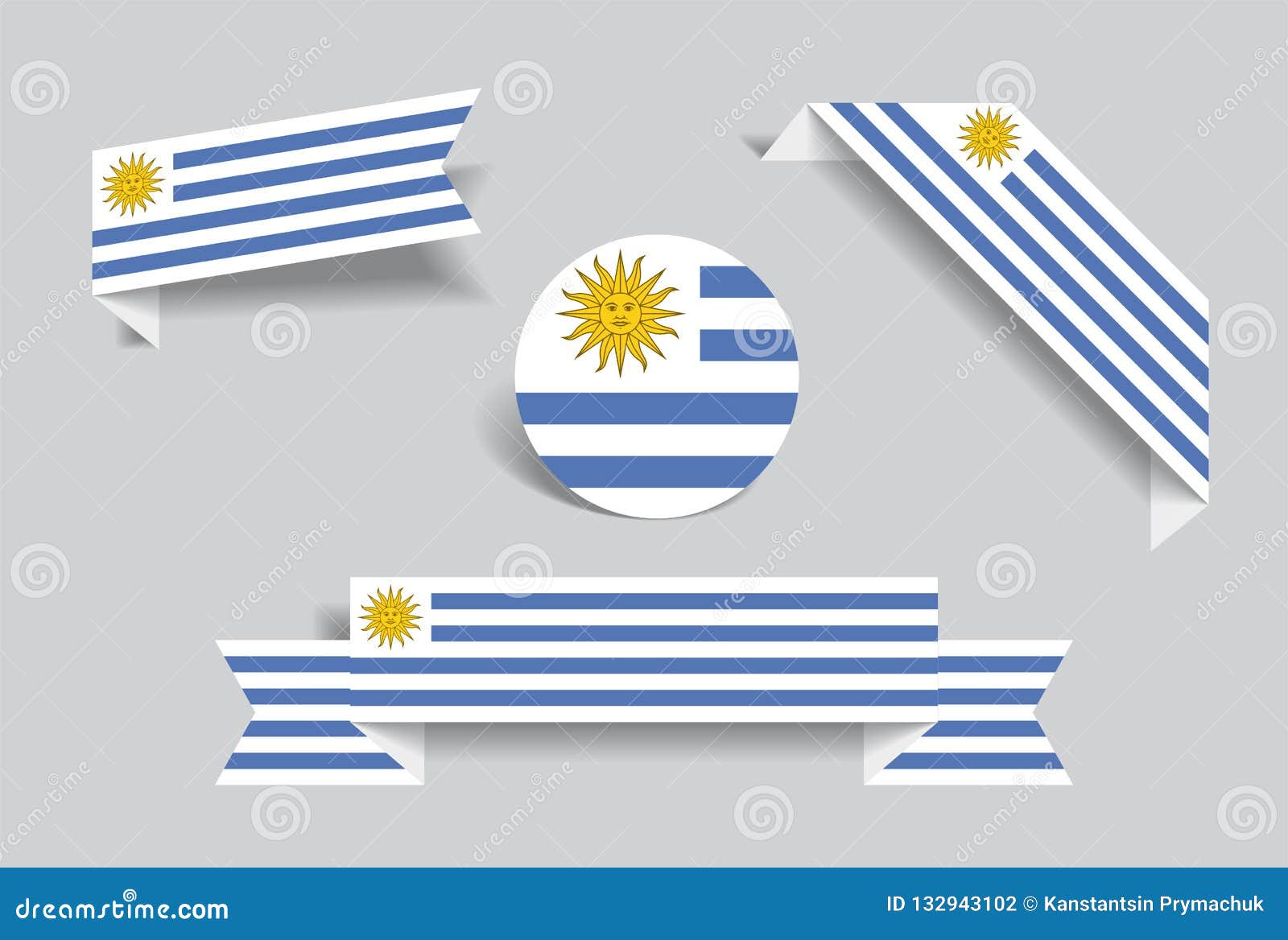 Uruguayan Flag Stickers and Labels. Vector Illustration. Stock Vector ...