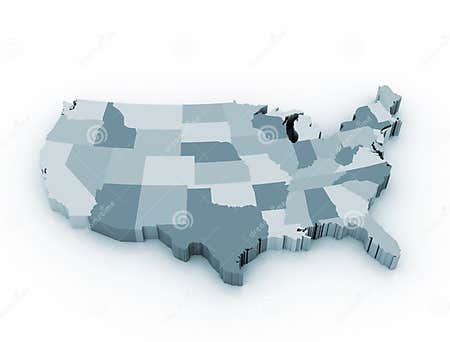 US 3D State map stock illustration. Illustration of nation - 28816300
