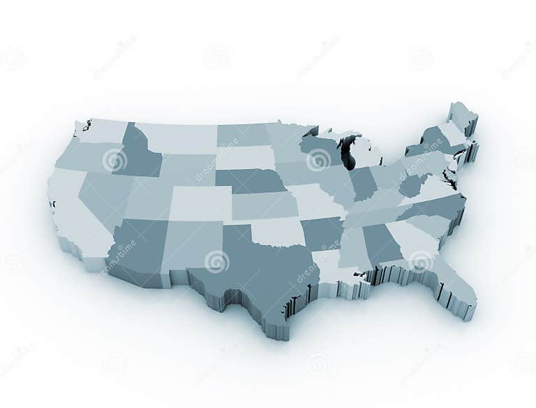US 3D State map stock illustration. Illustration of nation - 28816300