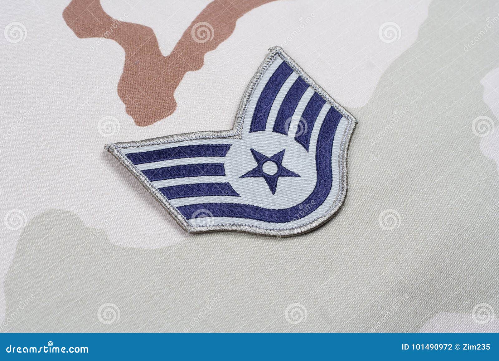 US AIR FORCE Staff Sergeant Rank Patch On Desert Uniform Stock Photo ...