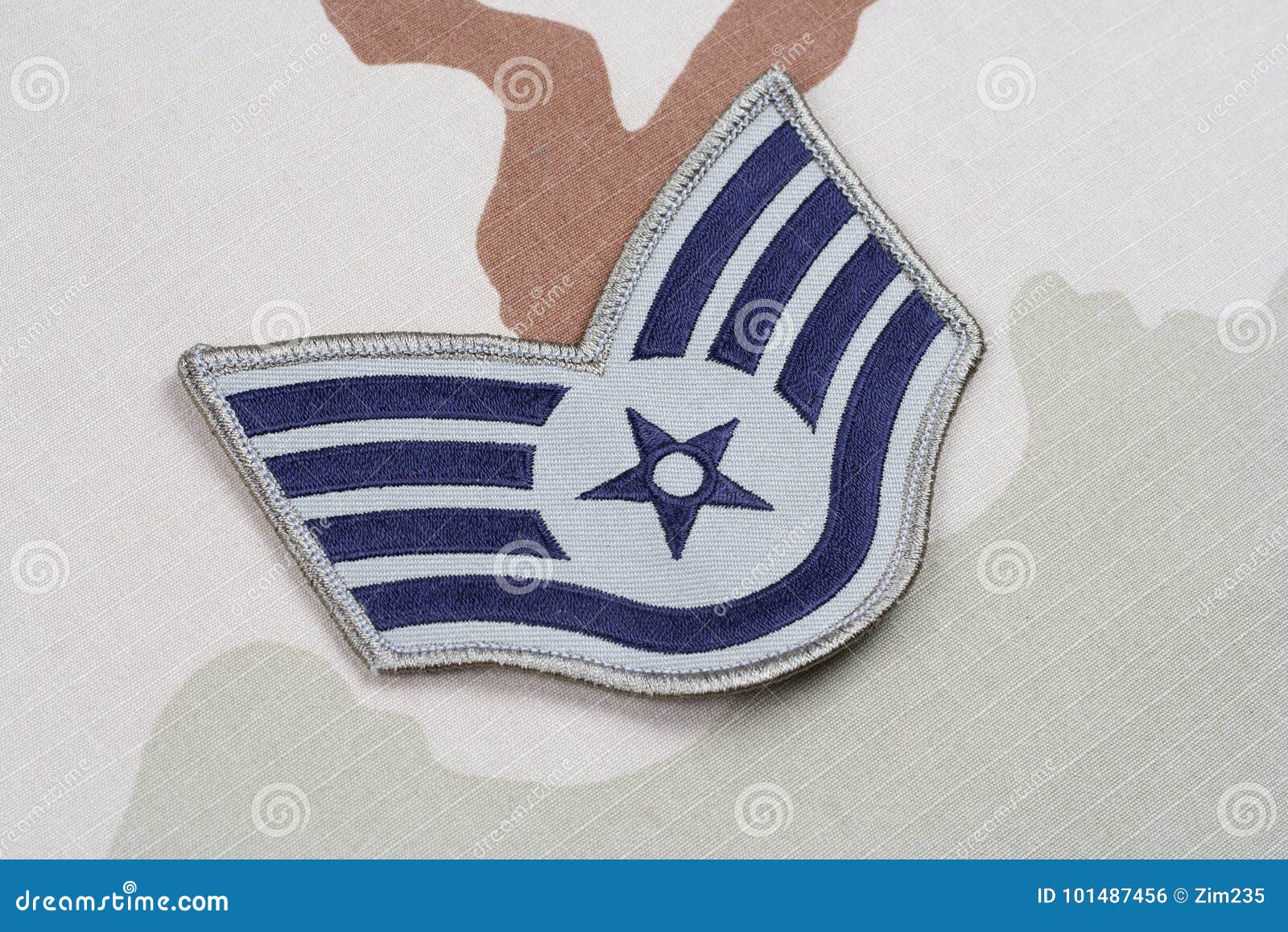 US AIR FORCE Staff Sergeant Rank Patch On Desert Uniform Stock Photo ...