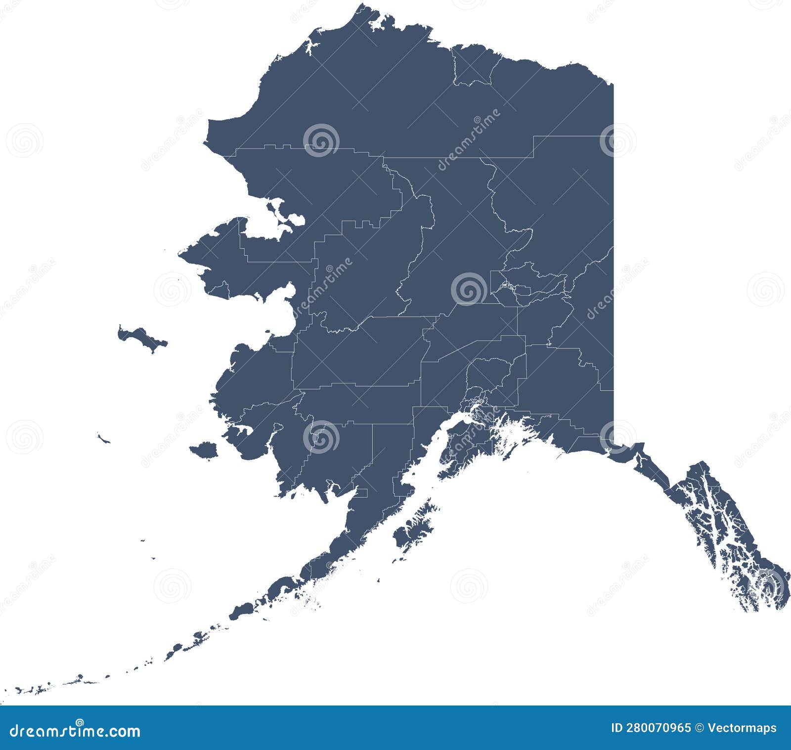 US Alaska State Map with Census Tracts Boundaries Stock Vector ...
