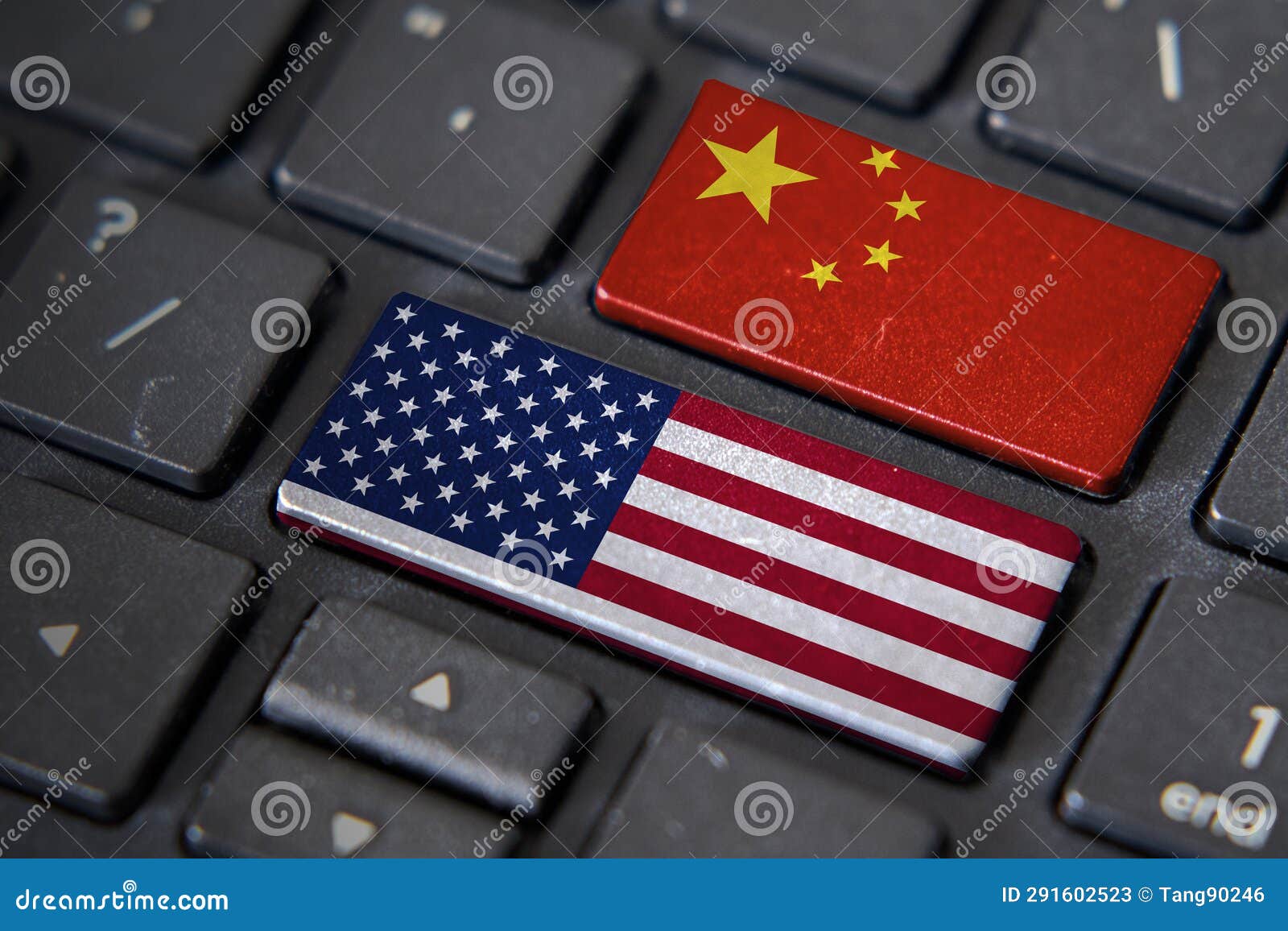 US American and Chinese Flags on Computer Keyboard Stock Image - Image ...