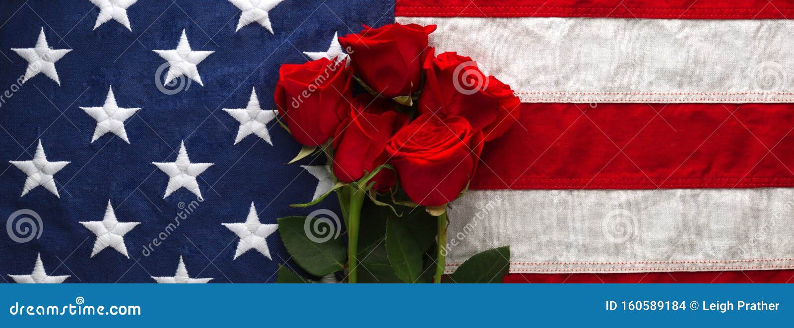 US American Flag with Roses Stock Photo - Image of veterans, banner ...