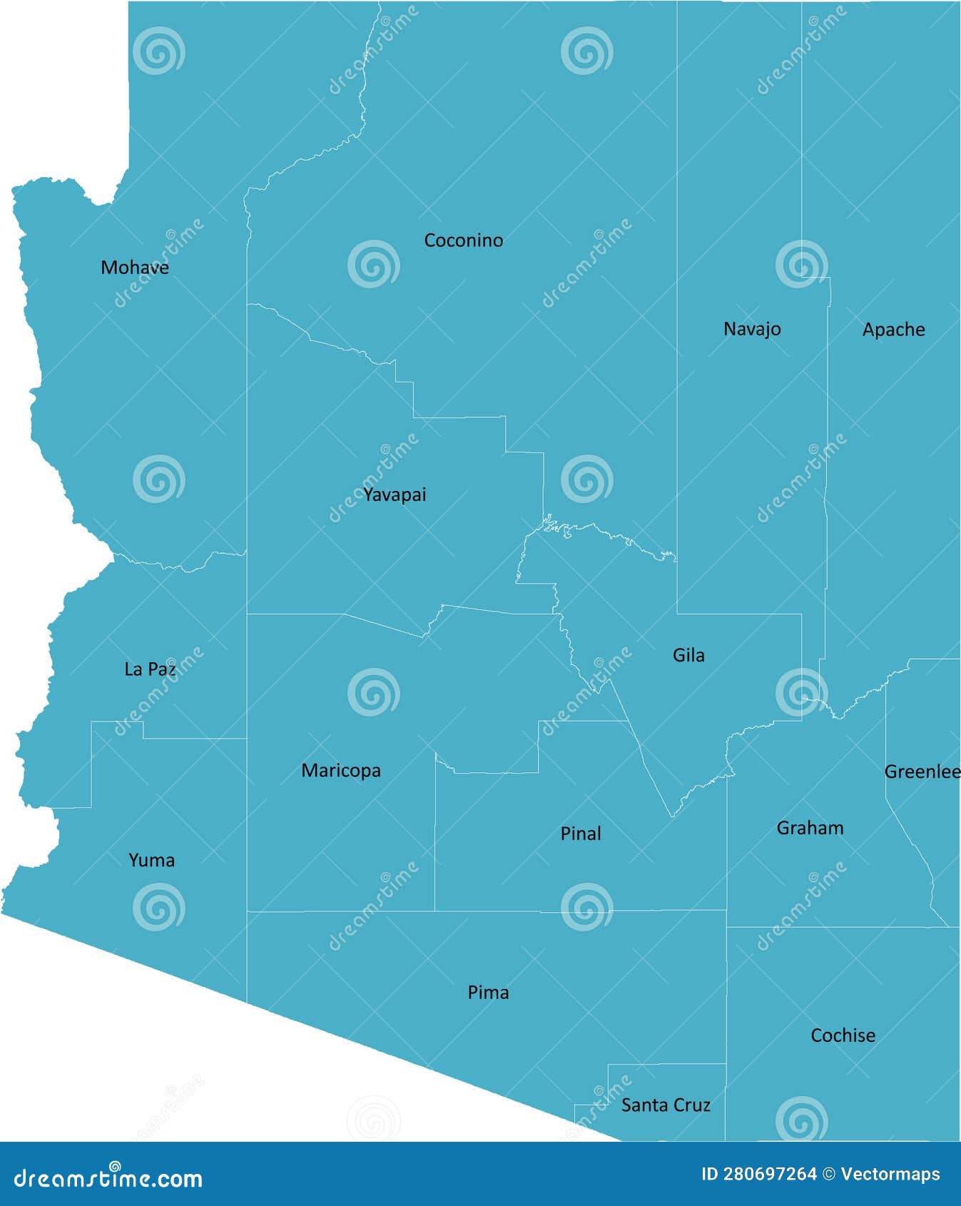 Arizona County Map Vector Illustration | CartoonDealer.com #241352210