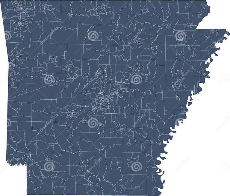 US Arkansas State Map with Census Tracts Boundaries Stock Vector ...