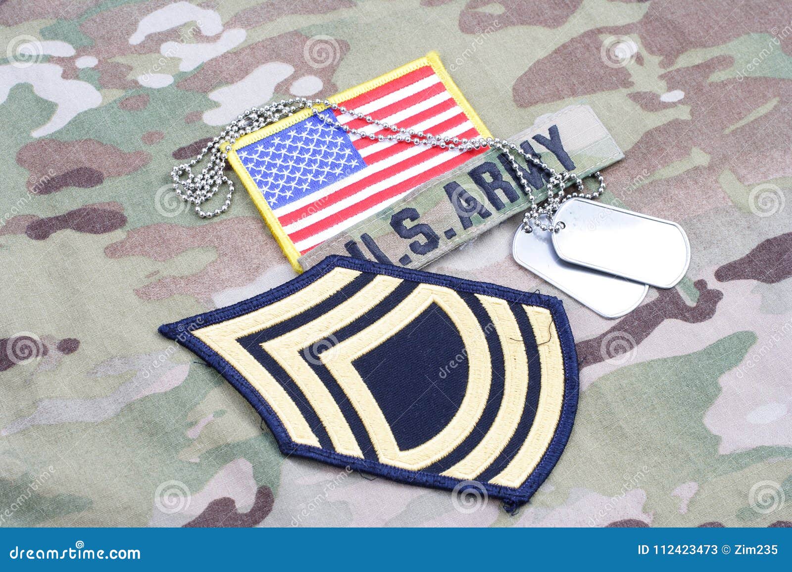 US ARMY Master Sergeant Rank Patch On Desert Uniform Stock Photography ...